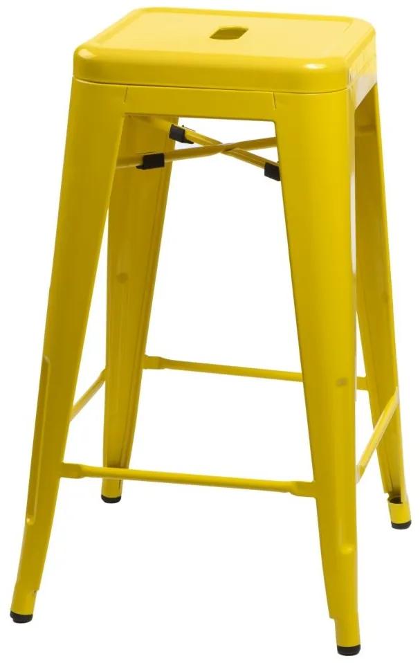 Barová židle PARIS 66cm žlutá inspirovaná TOLIX