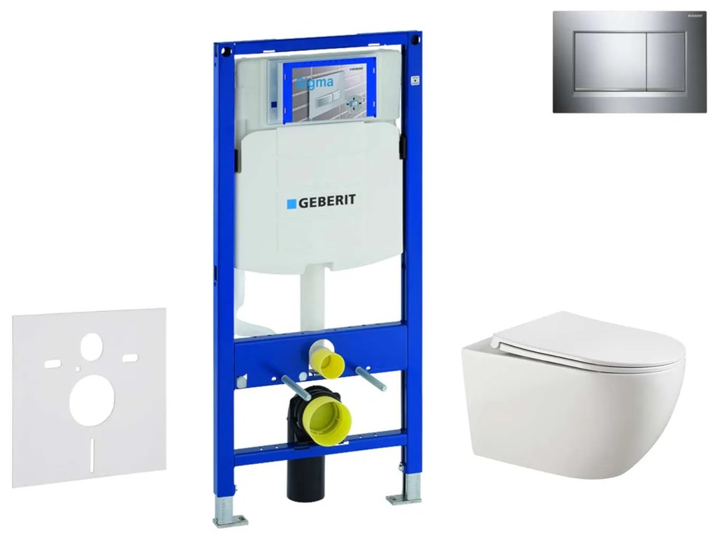 Geberit Duofix - Set předstěnové instalace, klozetu Gaia a sedátka softclose, tlačítko Sigma20, chrom/chrom mat SANI11CA1133