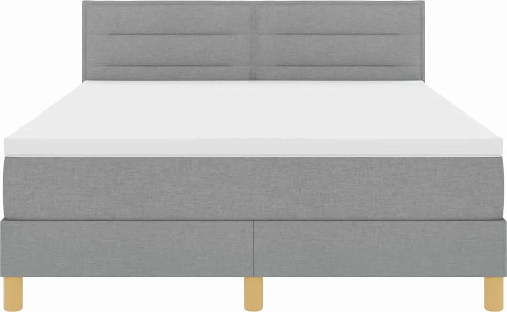 Postel s boxspringem s čelo Světle šedá 140 x 190 cm textil 3338839