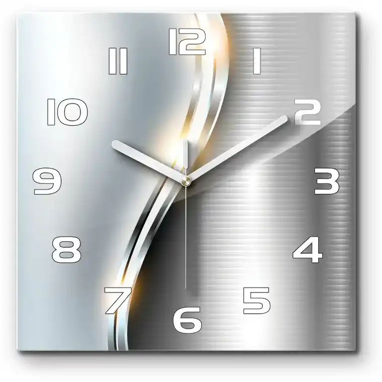 Wallmuralia Skleněné hodiny čtverec Metalová abstrakce 30x30 cm | BIANO