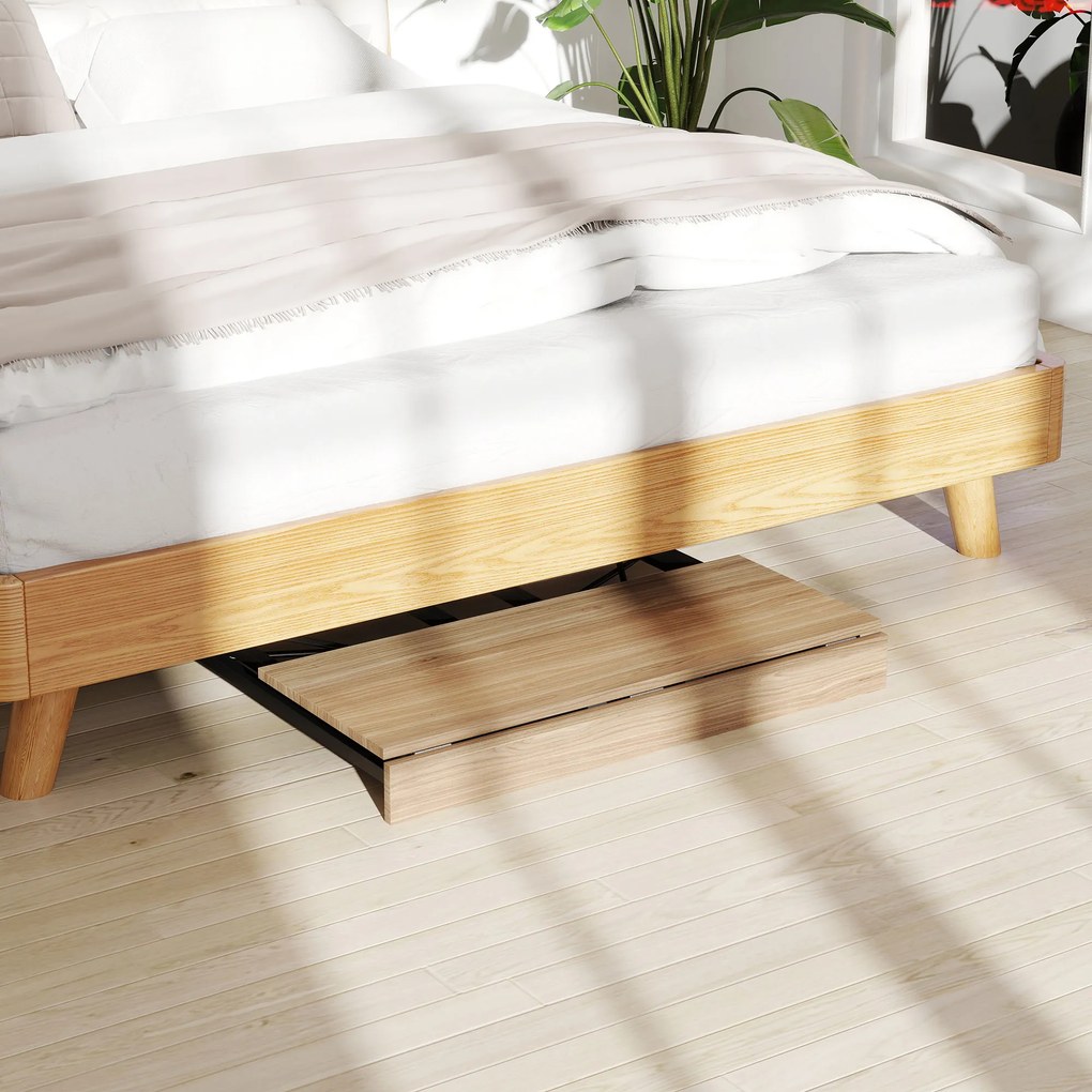 Skládací stůl HOMCOM 80 cm se zabudovanými koly pro úsporu místa, ideální do domácí kanceláře a obývacího pokoje, Dub