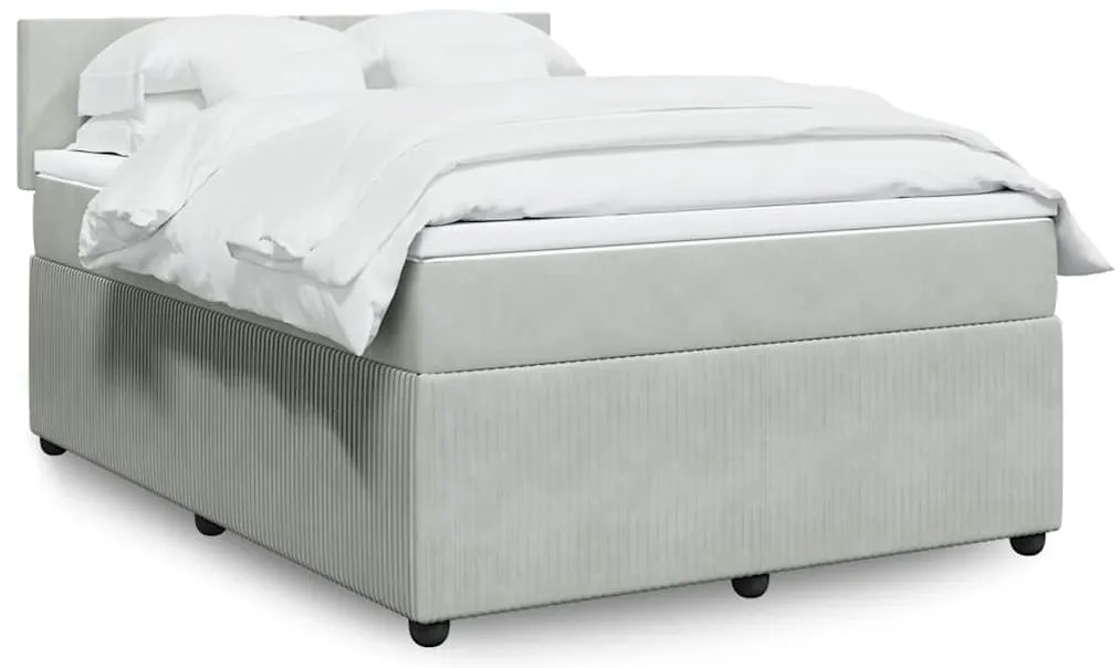 Box spring postel s matrací světle šedá 160x200 cm samet 3290076