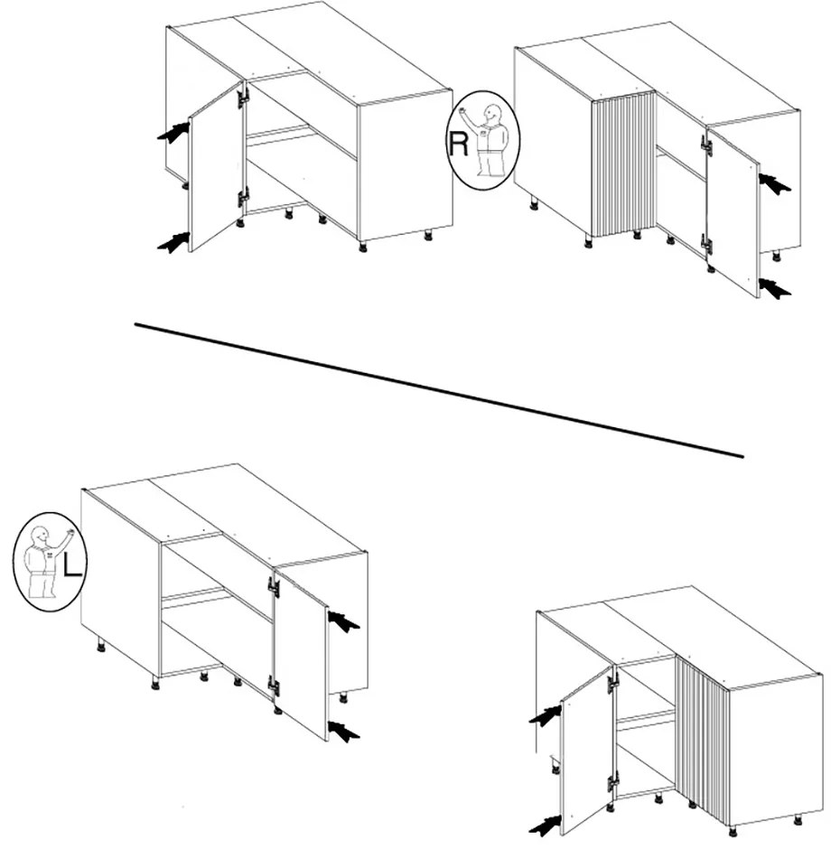 AVARANT sa | dolní skříňka 90x90 DN 2F rohová s policí | 90x90cm | 3D povrch | šedá/artisan