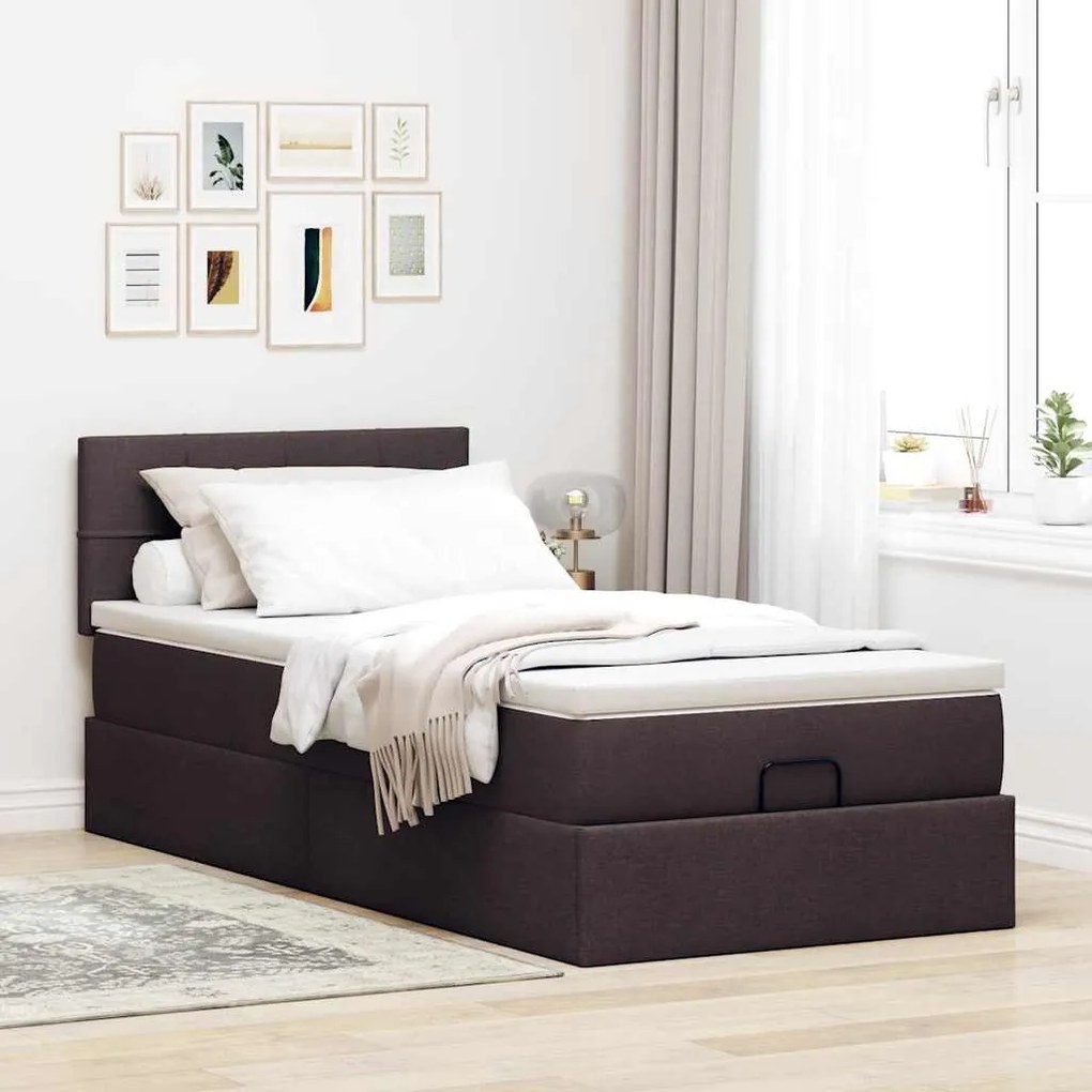 Osmanský postel s matrací tmavě šedá 90x200 cm textil 3311431