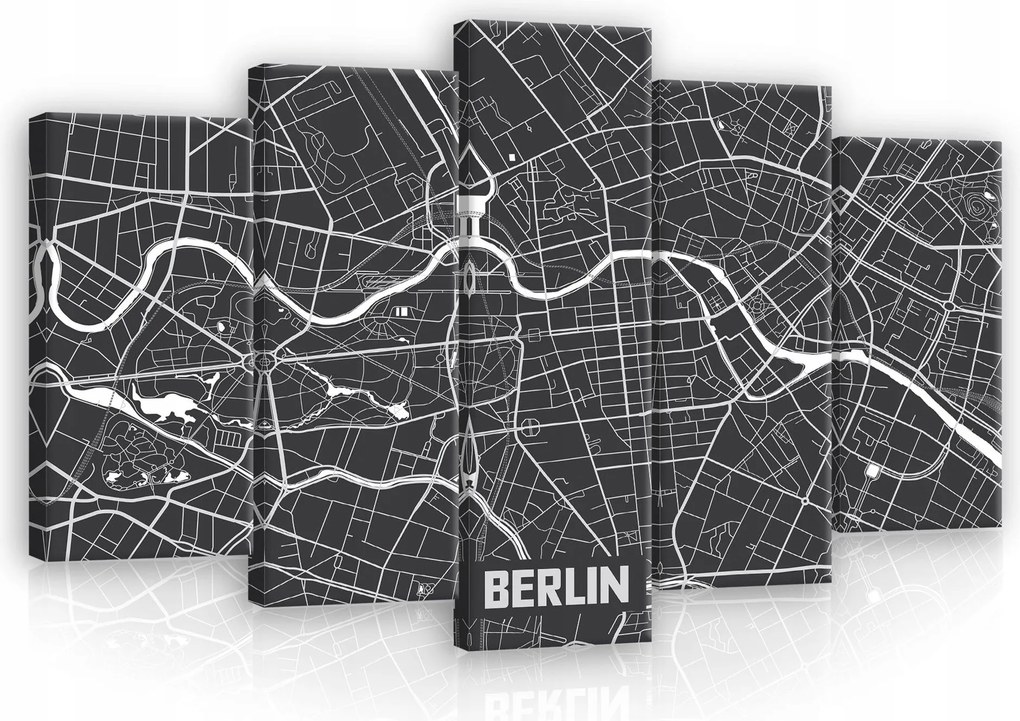 Obraz 100x60 Mapa Berlína modulární urbanismus minimalismus městská krajina