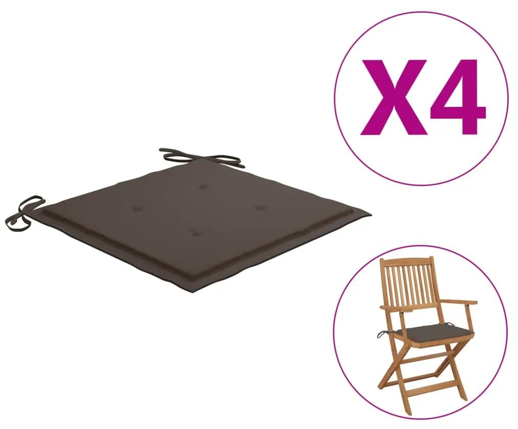 47595 vidaXL Podušky na zahradní židle 4 ks taupe 40 x 40 x 3 cm