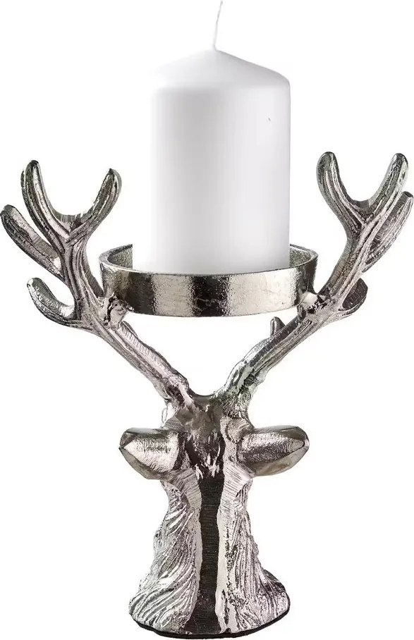 OH MY DEER Svícen na sloupovou svíčku - stříbrná