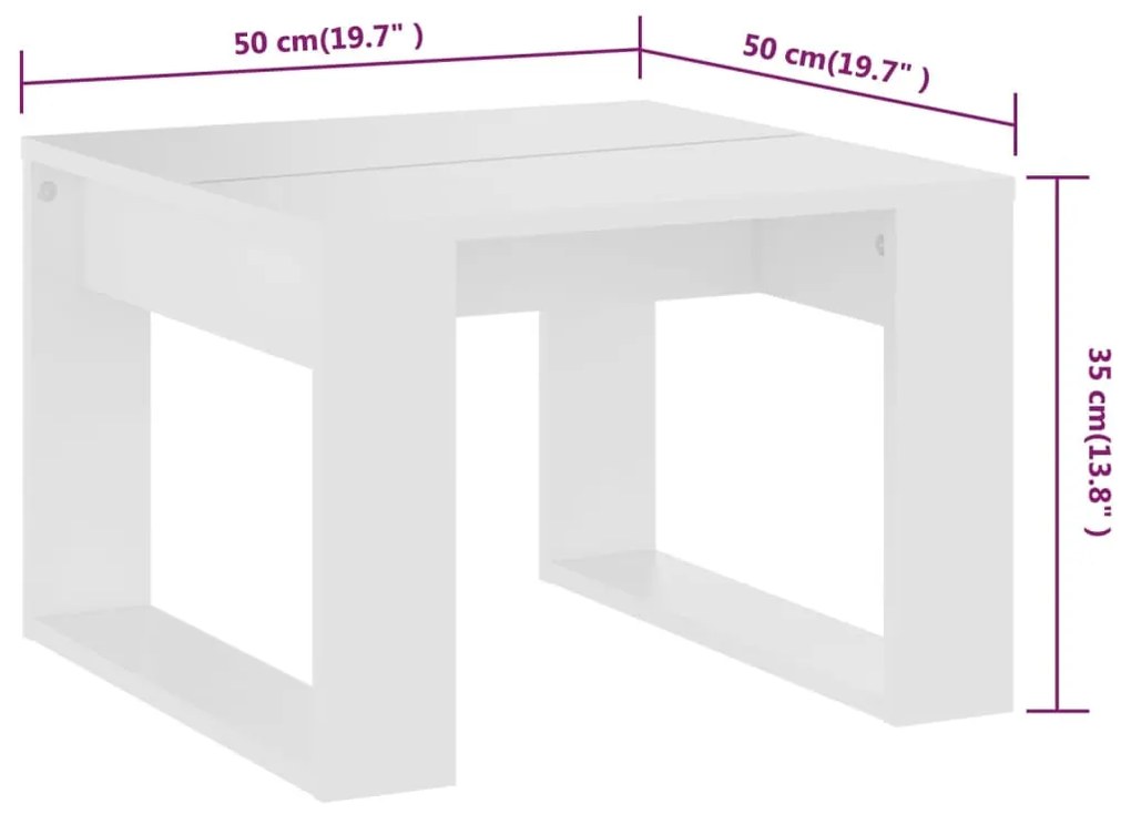 Odkládací stolek bílý 50 x 50 x 35 cm dřevotříska - Default Title