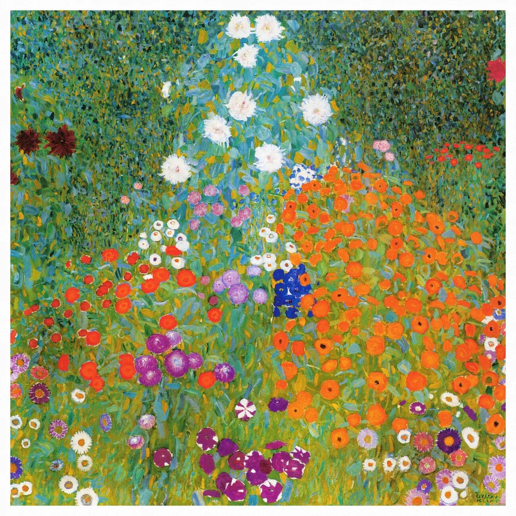 Obrazová reprodukce Cottage Garden (Flowers) - Gustav Klimt, (40 x 40 cm)