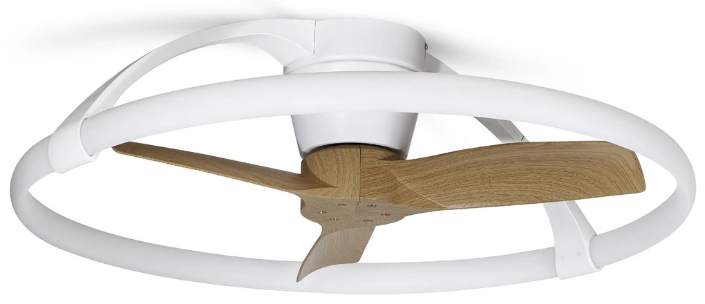 Mantra 7803 Nepal Mini, stropní svítidlo s ventilátorem a dálkovým ovladačem, LED 55W 2700K-5000K, dřevo/bílá, průměr 75cm