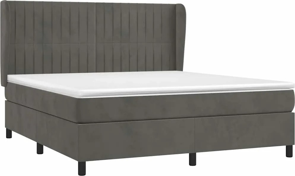 Box spring postel s matrací tmavě šedá 180x200 cm samet 3129346