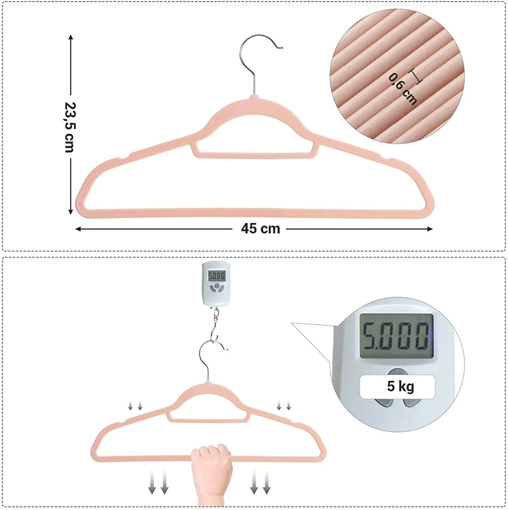 SONGMICS Ramínka na šaty světle růžová 45 cm 50 ks