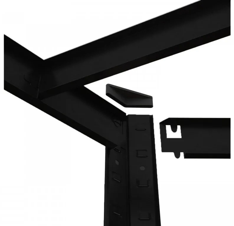 Fistar Rohový regál 1800x900x450x635 mm lakovaný 5-policový, nosnost 750 kg - ČERNÝ
