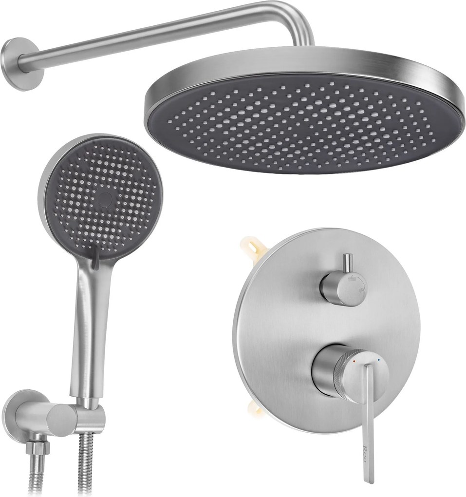Rea, Podomítková sprchová souprava Rea Grace Brush Nickel + BOX, REA-P4404