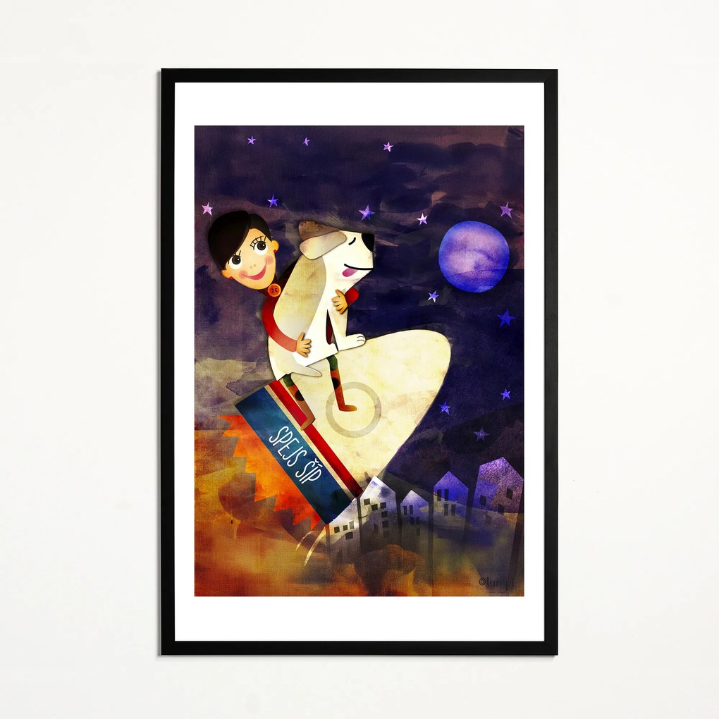 Lucie Gazdošová | Spejs šíp Rám: Bílý, Velikost: 100 x 70 cm