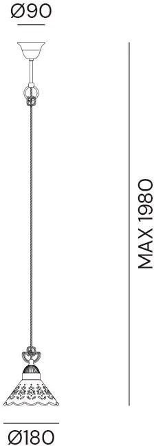 Il Fanale 065.07.OC Fior di Pizzo, závěsné svítidlo v rustikálním stylu za antické mosazi a keramiky, 1x15W LED E27, prům. 18cm