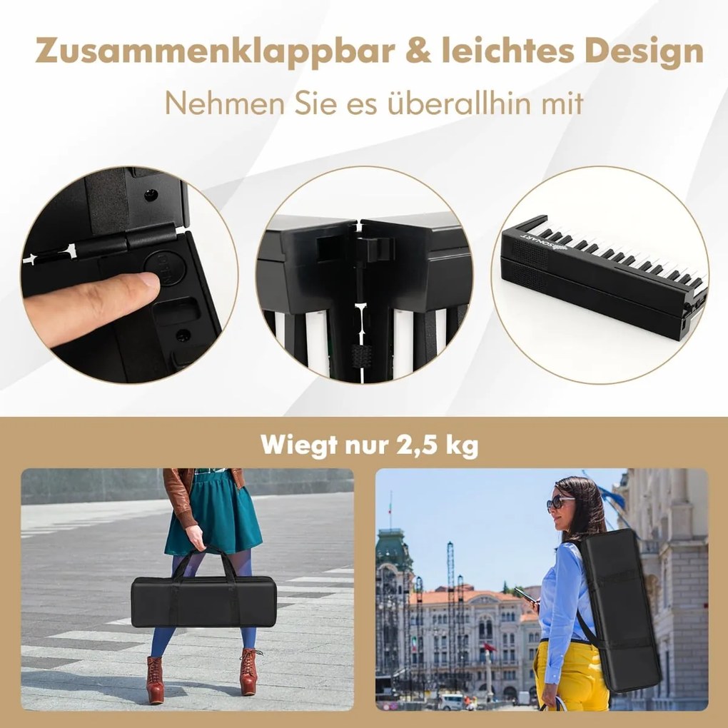 Costway Digitální piano s 61 klávesami a Bluetooth a hudebním stojanem a pedálem