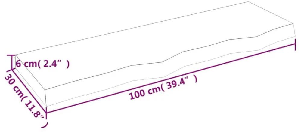 Petromila Nástěnná police hnědá 100x30x(2-6) cm ošetřený masivní dub