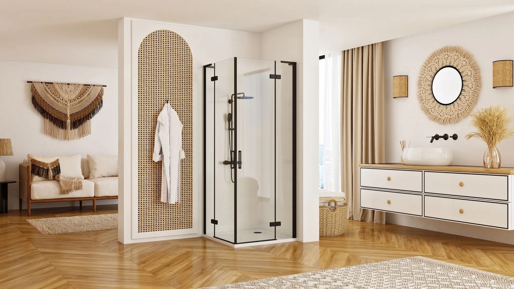 Rea, Sprchová kabina REA Hugo Double Black 100x100, KPL-K6602