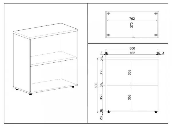 Nízká skříň SimpleOffice 80 x 40 x 80 cm