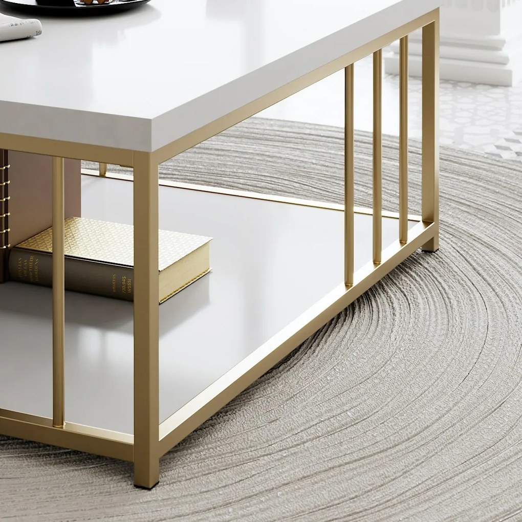 Konferenční stolek Zenn White and Gold