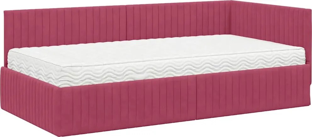 Rohový rám postele s matrací 2 ks Víno Červené 100 x 200 cm 3393832