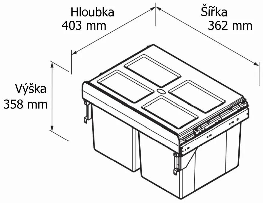 In-Design Odpadkový koš GATOR šířka 400 mm 2x16l