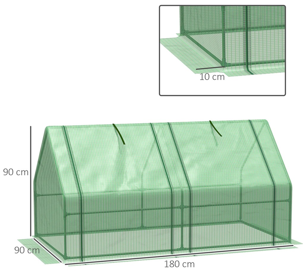 Outsunny skleník 180x90x90cm pro rajčata a rostliny, robustní chladicí rám odolný proti povětrnostním vlivům v zelené barvě