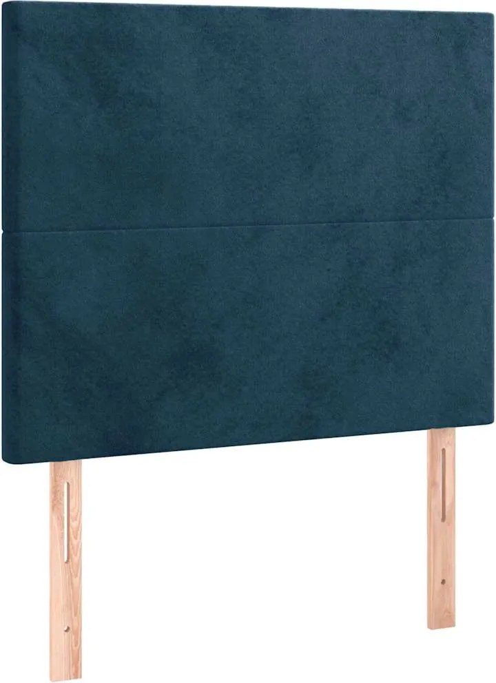 Čelo postele tmavě modré 100x5x118/128 cm sametové 3116098
