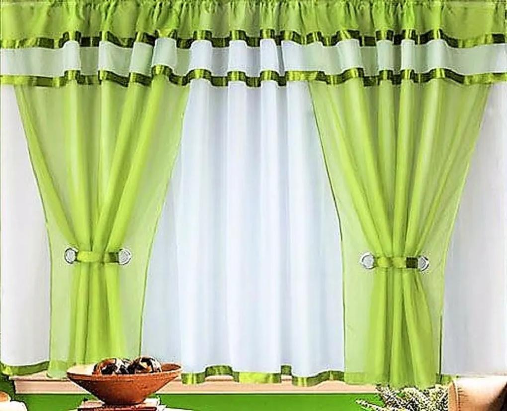 BytoTex Voálová záclona se závěsem Alena zelená  400x150 cm