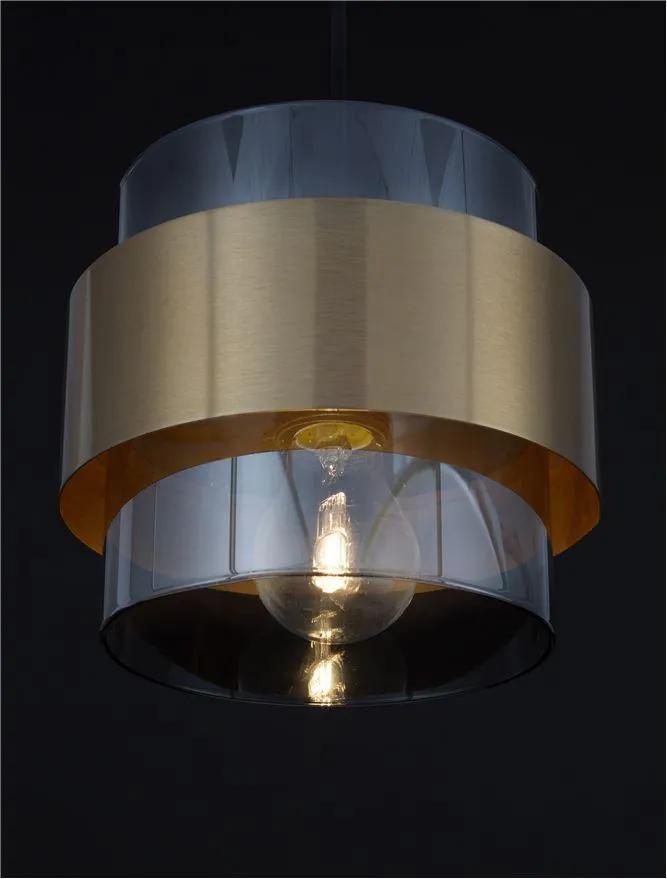 Nova Luce Závěsné svítidlo SIANNA kouřové sklo mosazný zlatý kov E27 1x12W