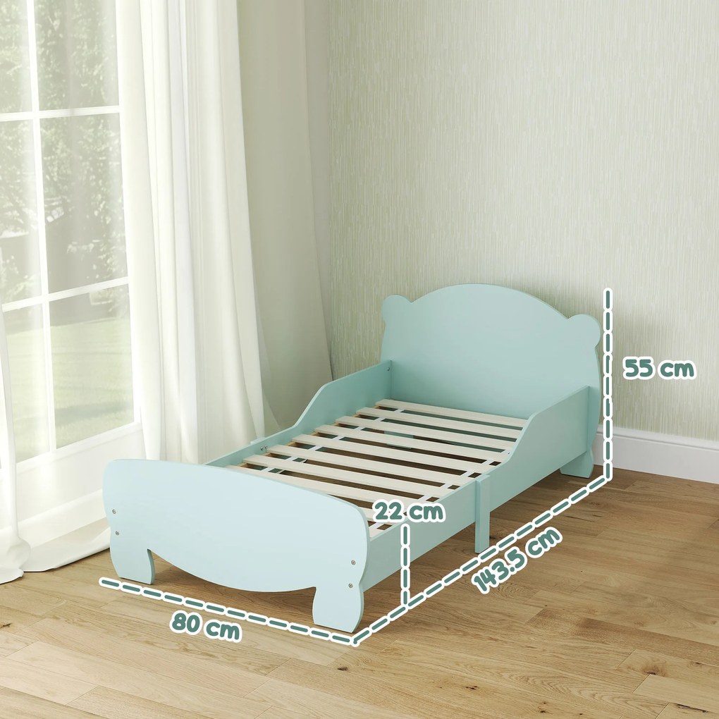 AIYAPLAY Montessori postel pro děti 3-6 let, 140x70 cm jednolůžková dětská postel s ochrannými zábranami a dřevěným rámem ve tvaru medvěda pro dětský…