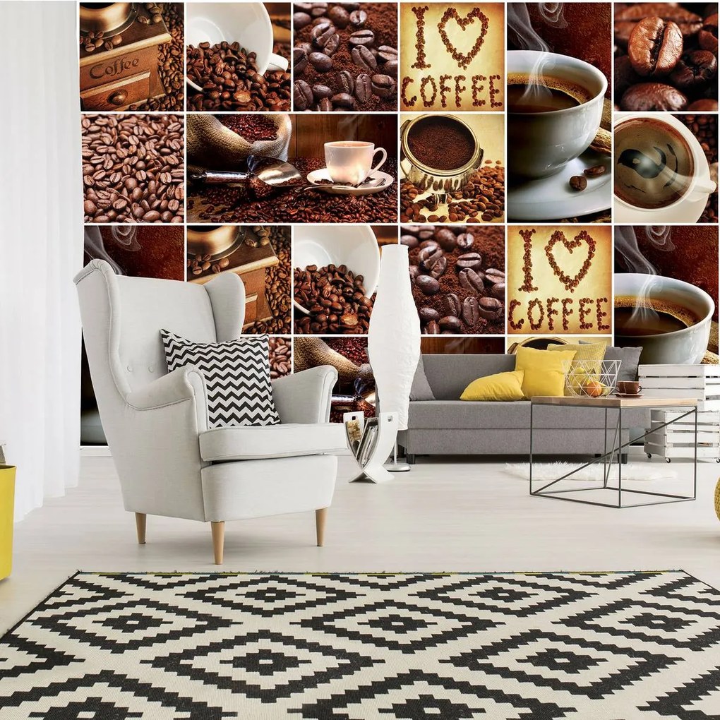 Fototapeta - I Love Coffee - koláž (152,5x104 cm)