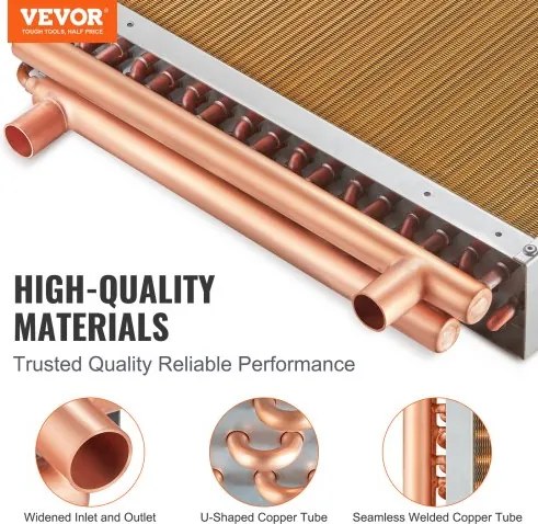45,7 × 50,8 cm výměník tepla voda/vzduch 3řadý 9,5 mm měděné porty 242 žeber