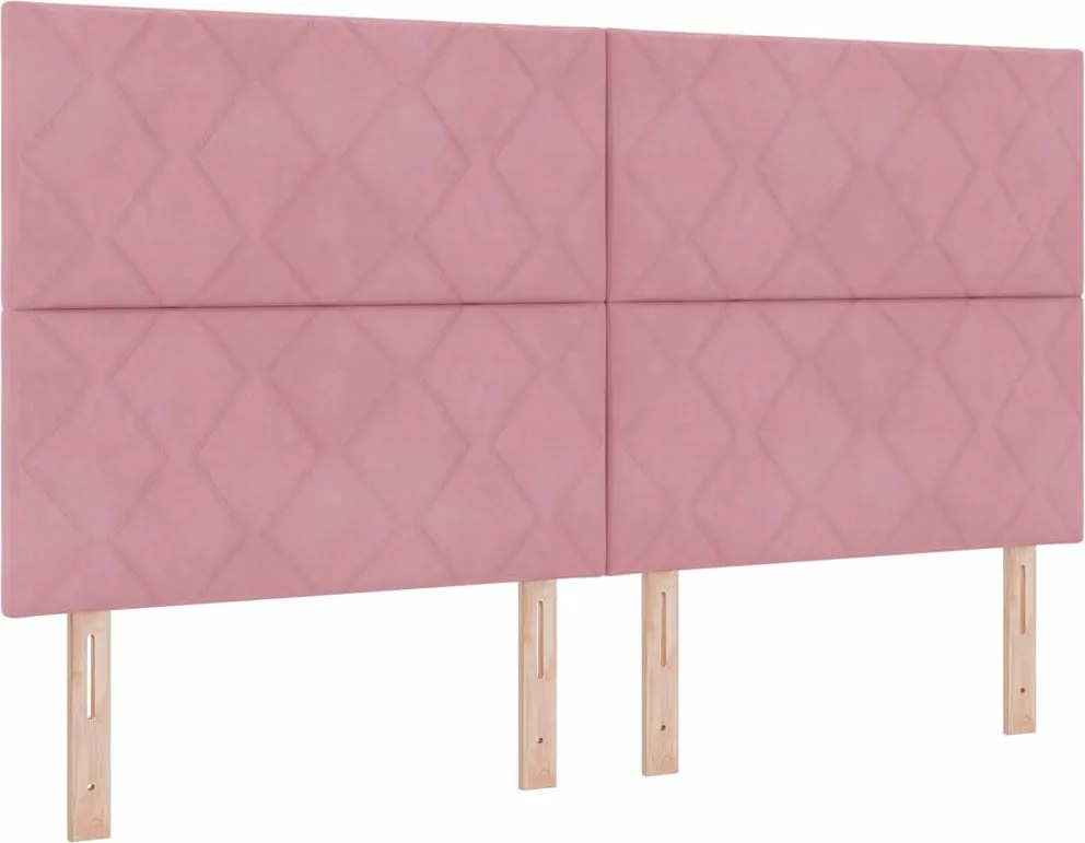 Postel s boxspringem s čelo Růžová 180 x 200 cm samet 3345028