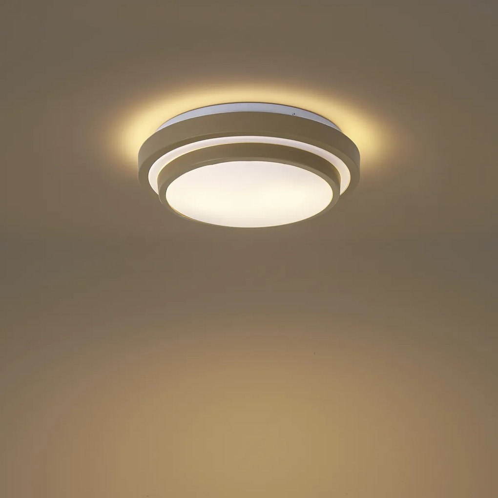 Moderní stropní svítidlo taupe s bílou 34cm IP44 - Walden