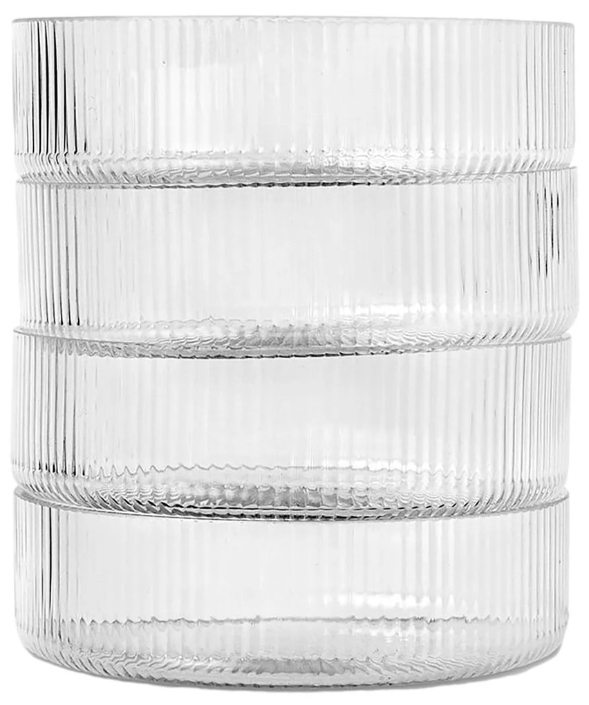 FERM LIVING Misky Ripple, Clear, sada 4 kusů