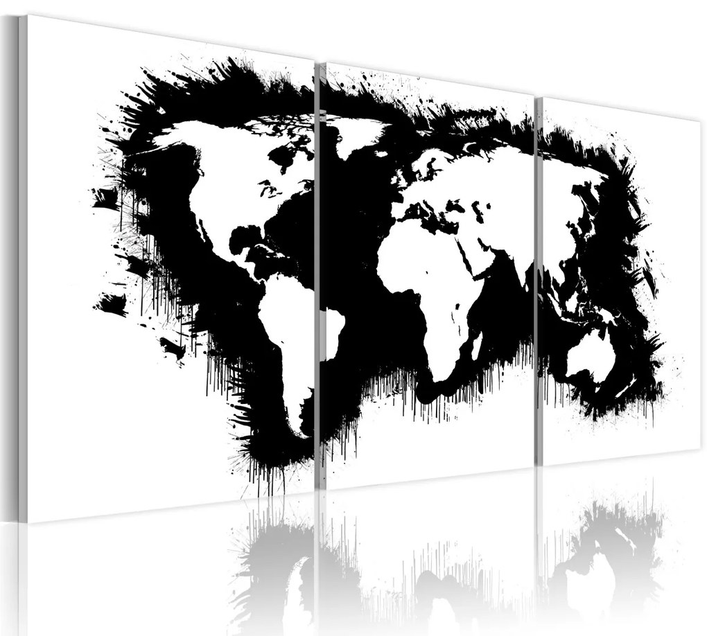 Obraz - The World map in black-and-white - 120x60