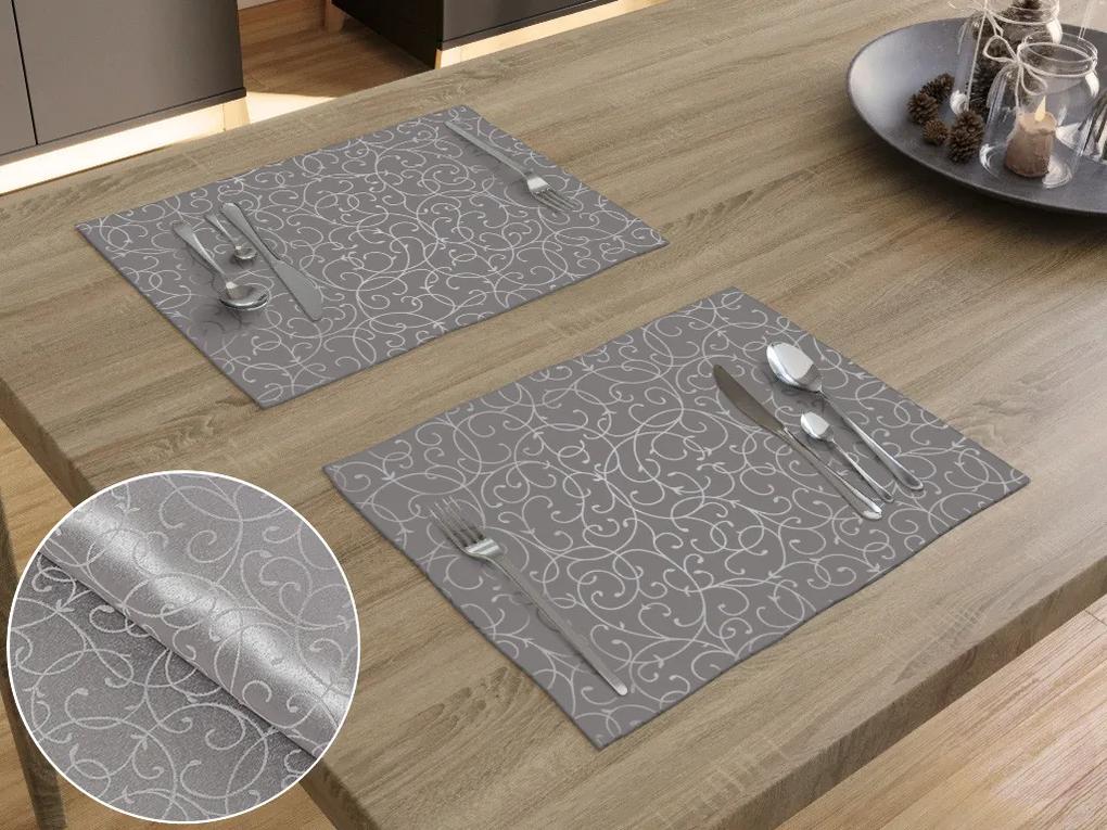 Goldea luxusní dekorační prostírání na stůl - vzor šedostříbrná perokresba - 2ks 30 x 40 cm