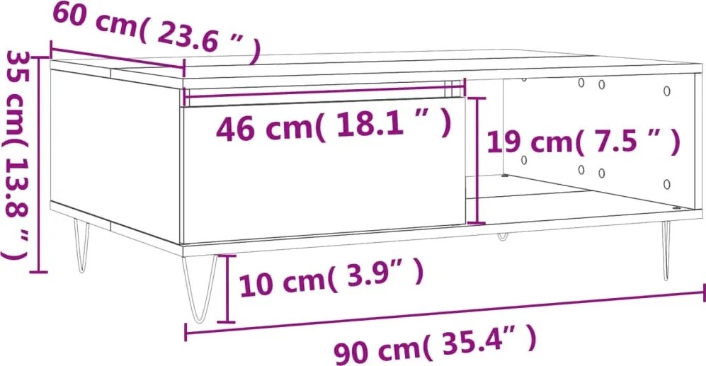 vidaXL Konferenční stolek 90 x 60 x 35 cm kompozitní dřevo [827067] Barva: šedá sonoma