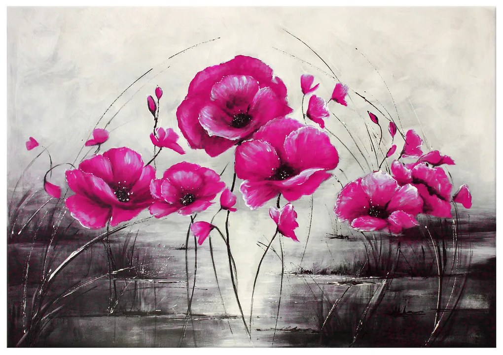 Gario Ručně malovaný obraz Růžové Vlčí máky Rozměry: 100 x 70 cm