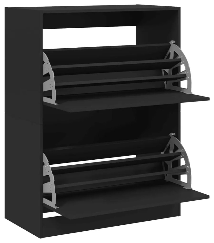 Botník se 2 výklopnými zásuvkami černý 80 x 42 x 108 cm - Default Title