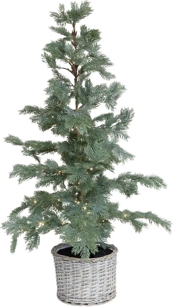 Zelený vánoční stromek Fleur s 80 LED světýlky a košíkem – Ø 60*120 cm