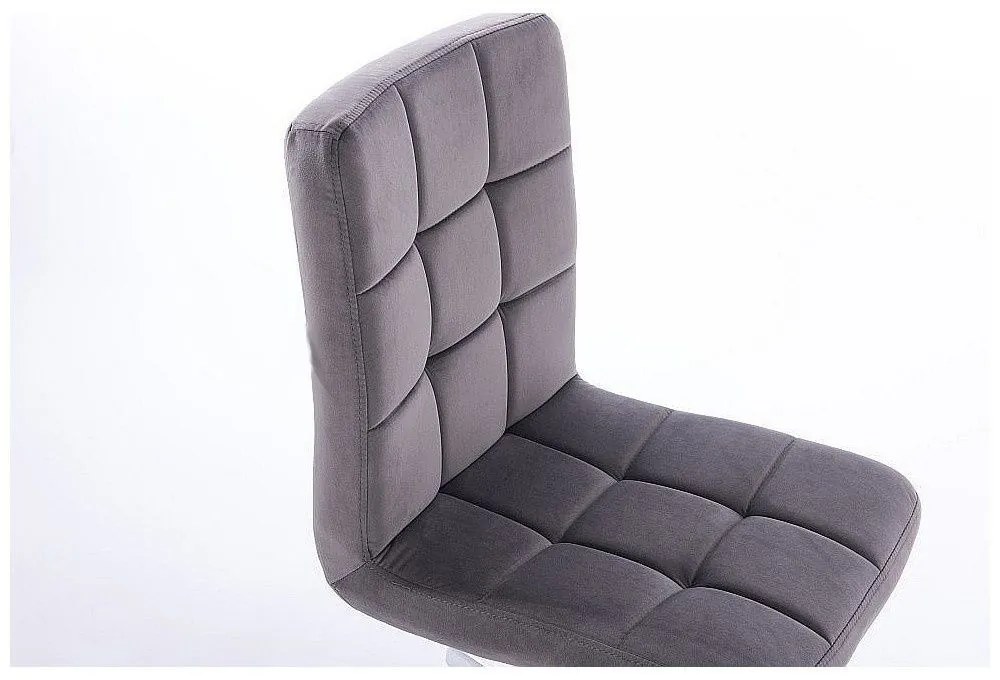 LuxuryForm DESIGN Barová židle TOLEDO VELUR na černé kulaté podstavě - tmavě šedá
