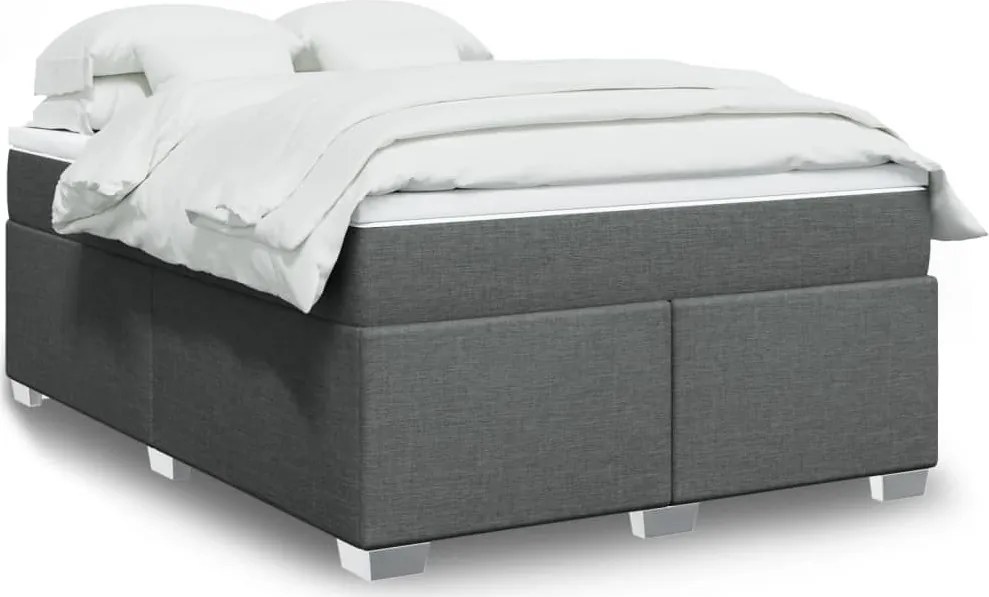 vidaXL Box spring postel s matrací 140x200 cm textil [3285137] Barva: Tmavě šedá