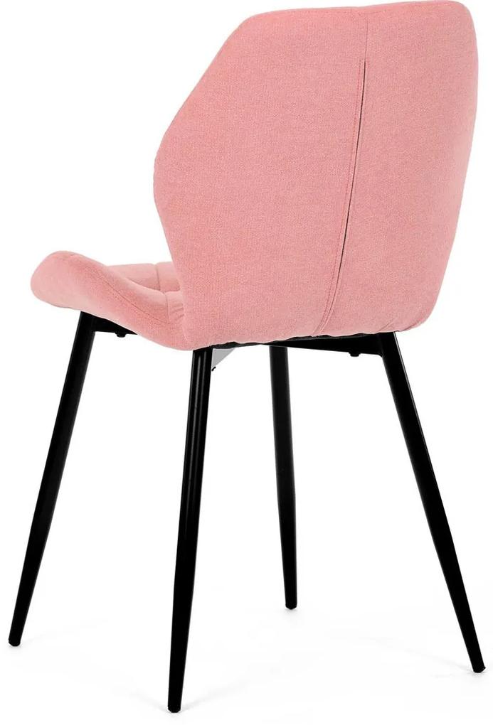Autronic Židle jídelní, růžová látka, černé kovové nohy CT-285 PINK2
