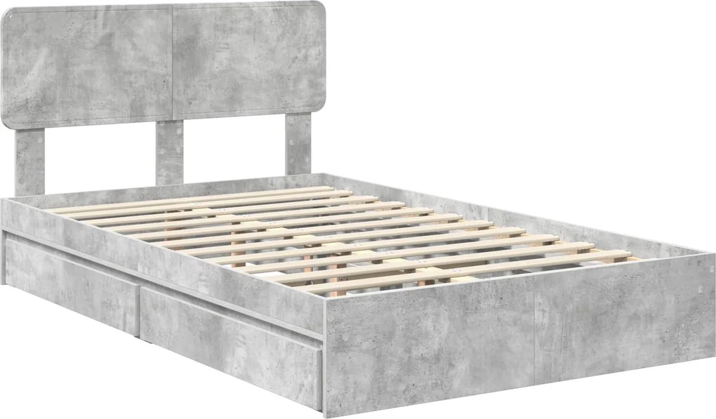 Postel s úložným prostorem s čelo Betonově šedá 150 x 200 cm 3412265