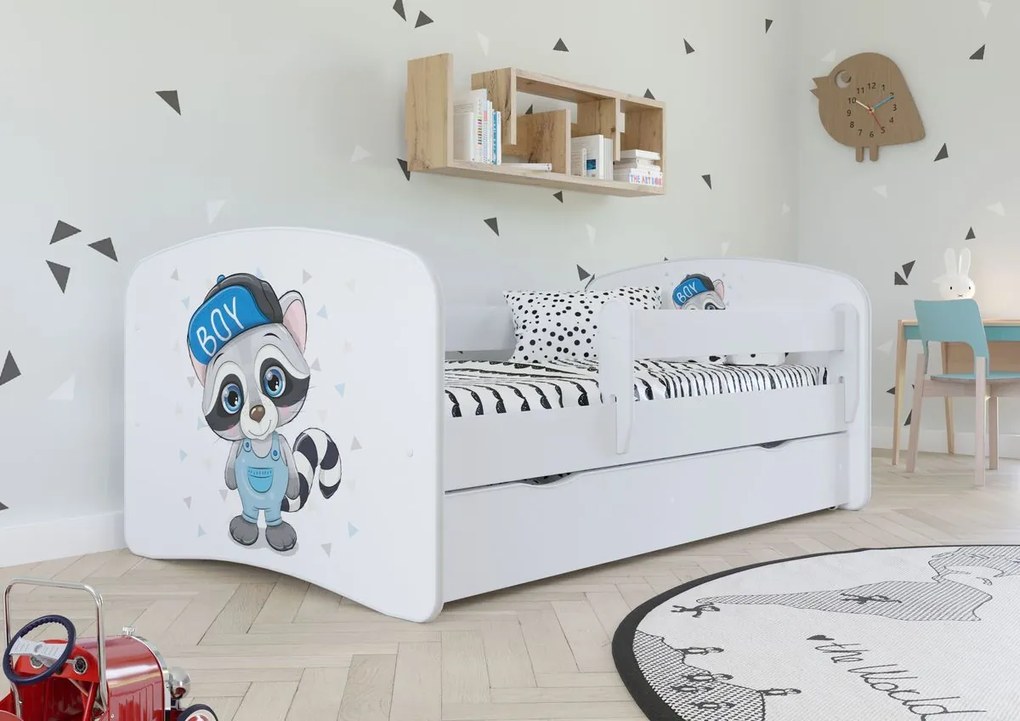 Dětská postel se zábranou Ourbaby Racoon 160x80 cm bílá
