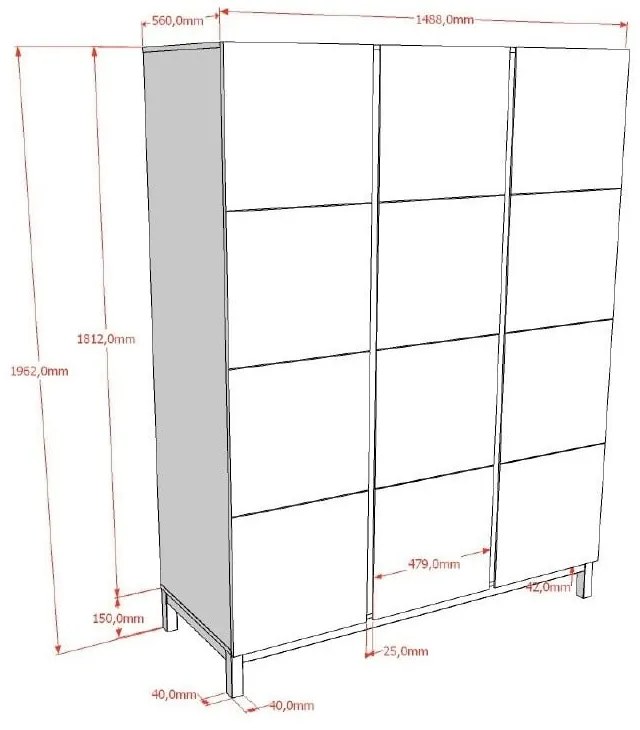 Bílá dětská šatní skříň 149x196x58 cm Eva – Vipack