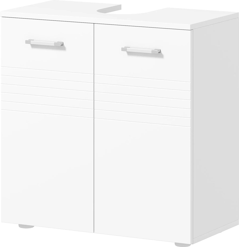 Kleankin Koupelnová Podskříňová Skříň s 2 Dveřmi a Nastavitelnou Vnitřní Policí Moderní Styl 60x30x62.5 cm Bílá